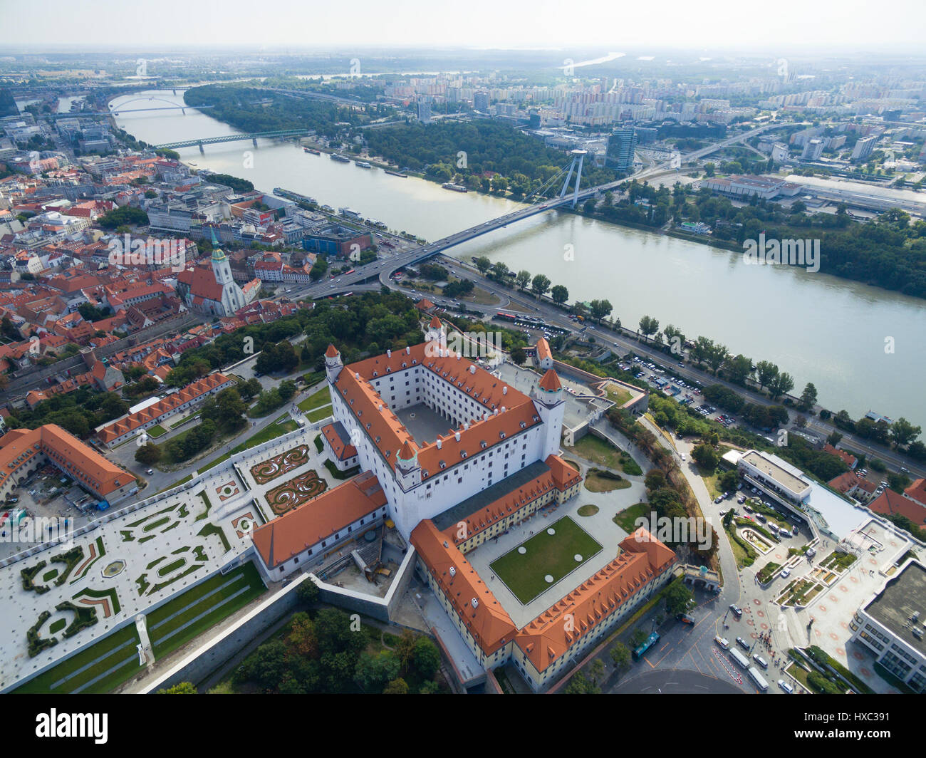 Aerial view of Bratislava castle and Danube river Stock Photo - Alamy