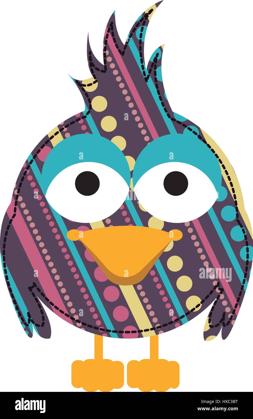 colorful caricature bird with texture dots and lines design Stock ...