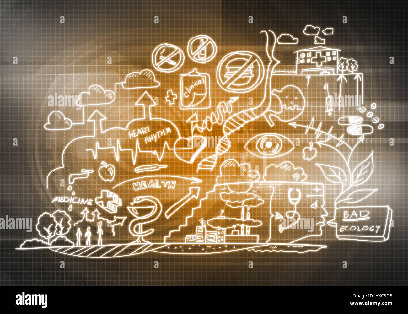 Background conceptual image with sketches of bad ecology problem Stock ...