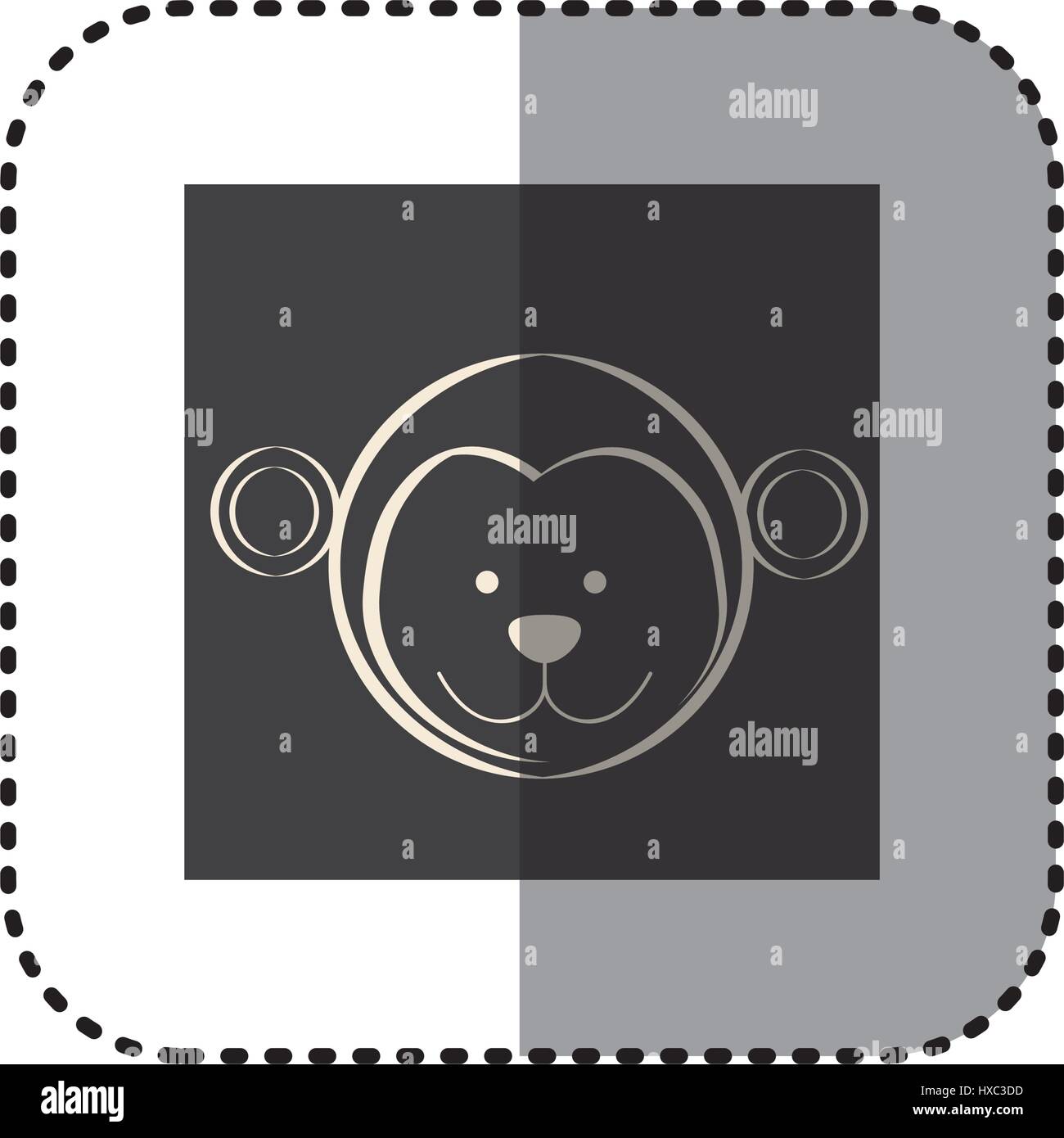 sticker of black background square with face of monkey Stock Vector ...