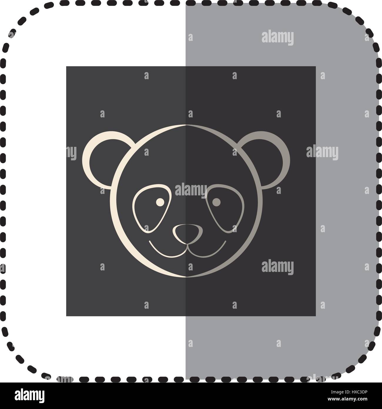sticker of black background square with face of panda Stock Vector ...