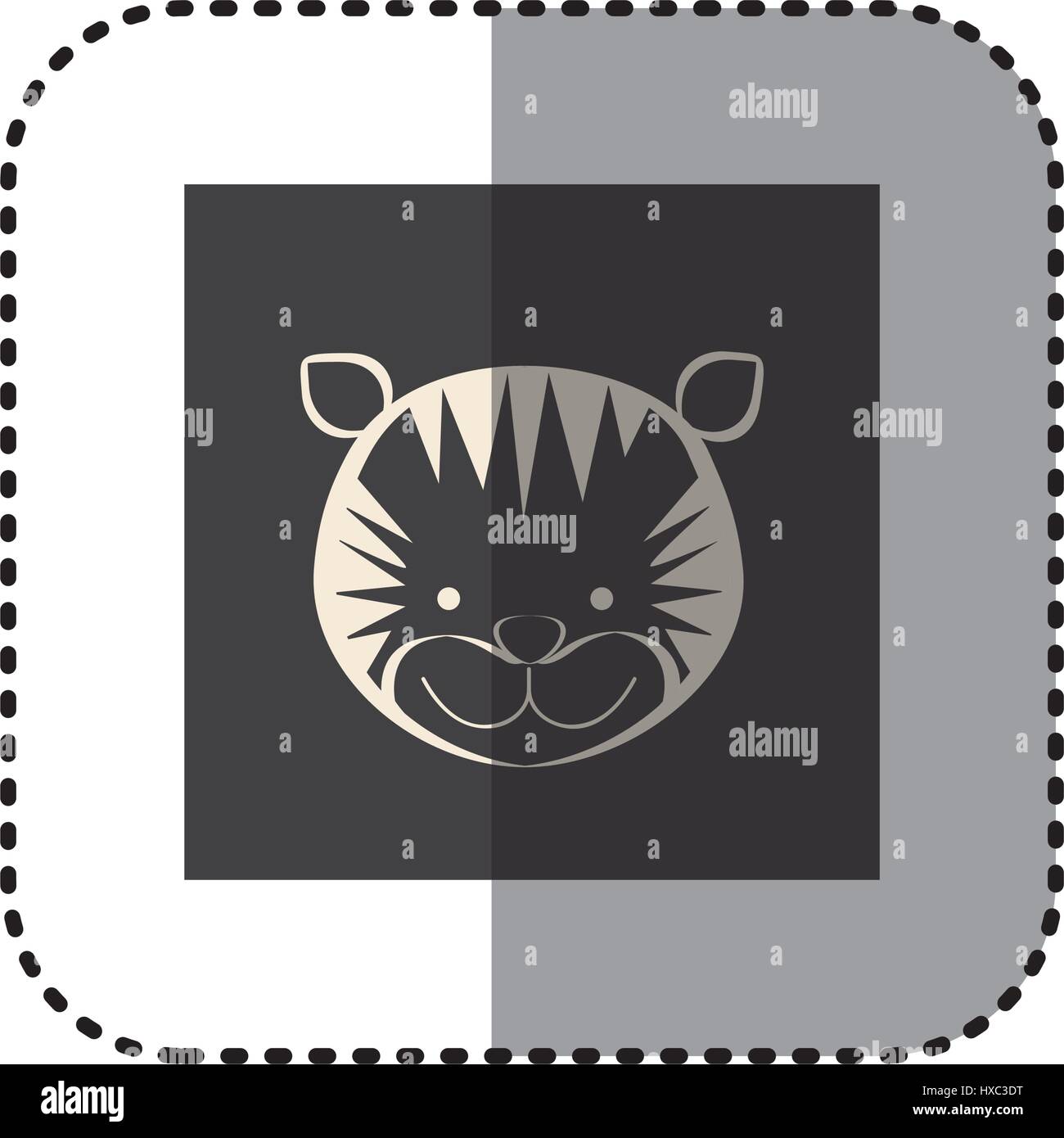sticker of black background square with face of tiger Stock Vector ...
