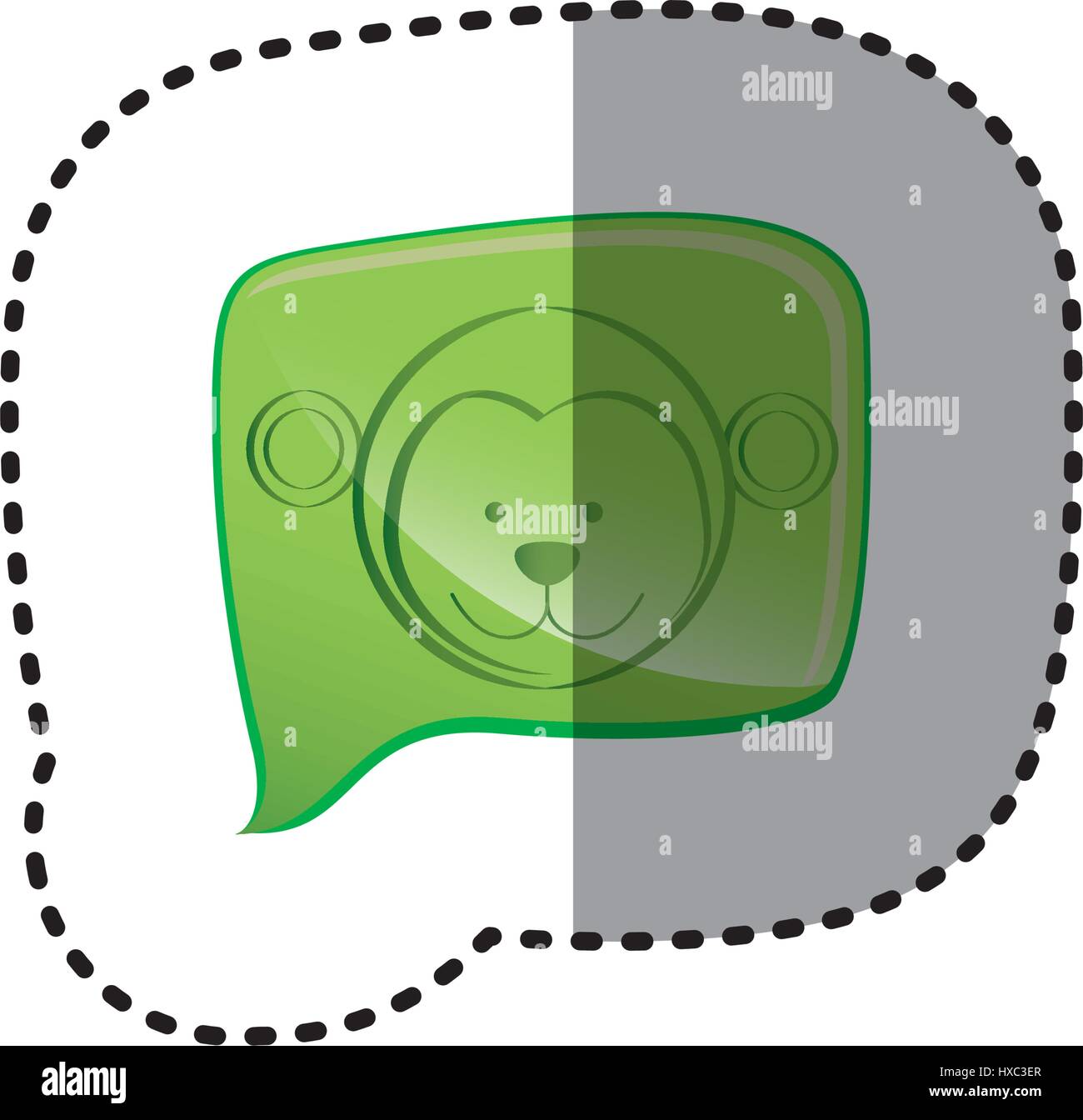 color sticker with monkey face in square speech Stock Vector Image ...