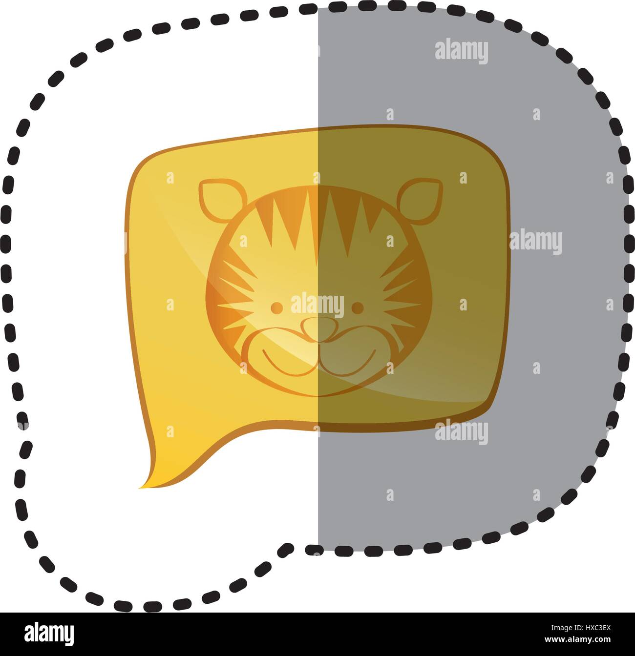 color sticker with tiger face in square speech Stock Vector Image & Art ...