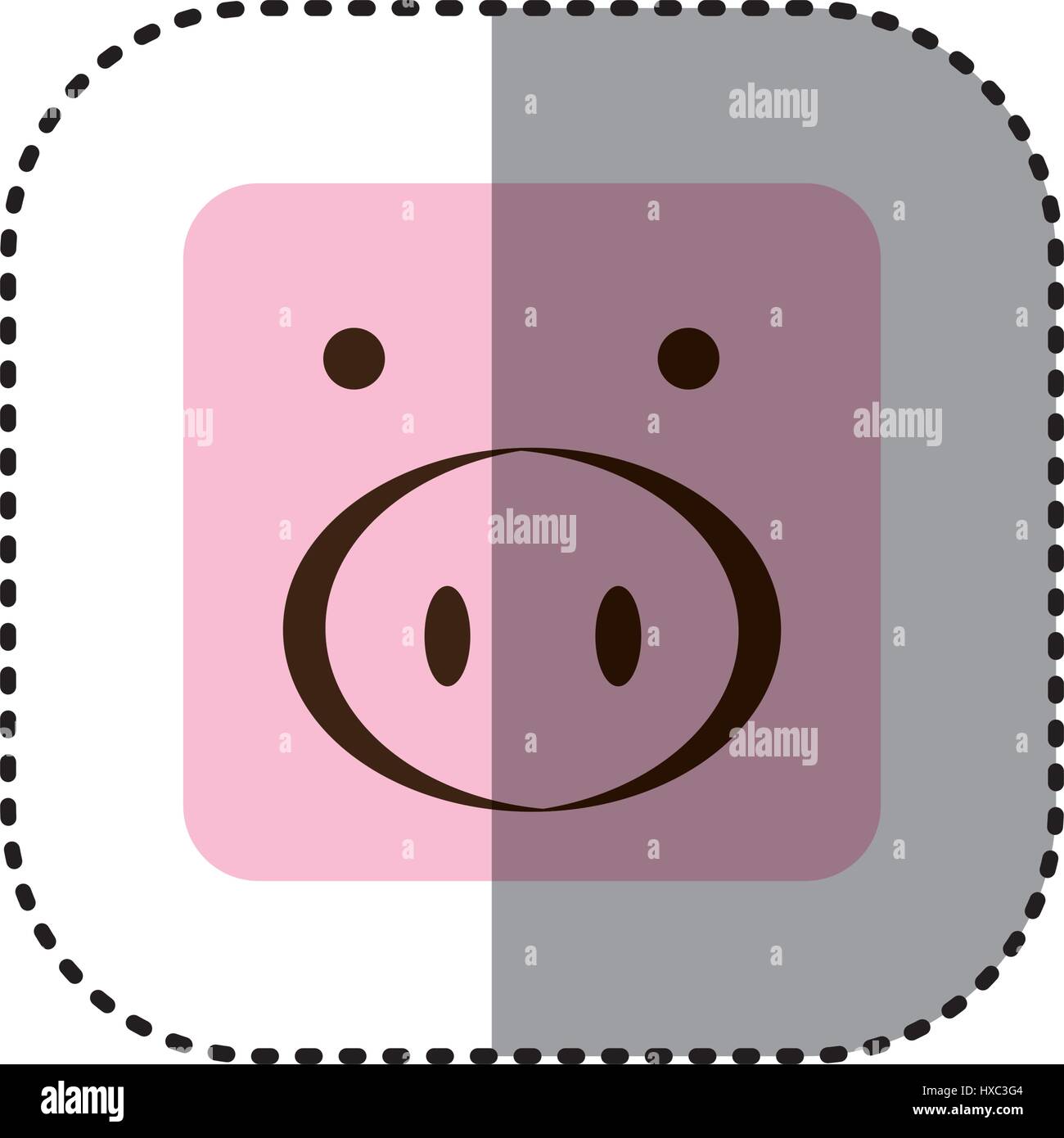 colorful face sticker of pig face in square frame Stock Vector Image ...