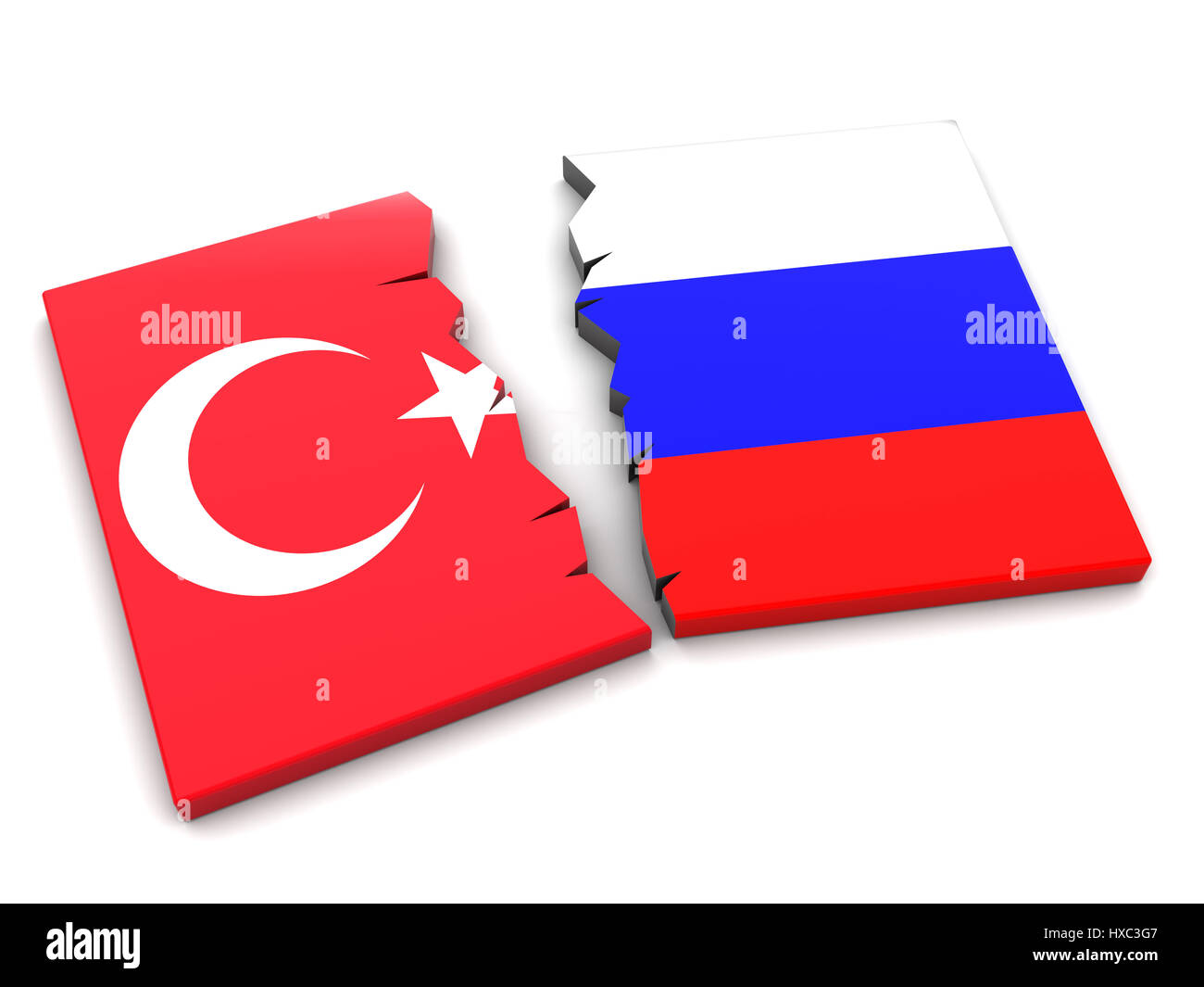 3d illustration of Turkey and Russia conflict Stock Photo - Alamy