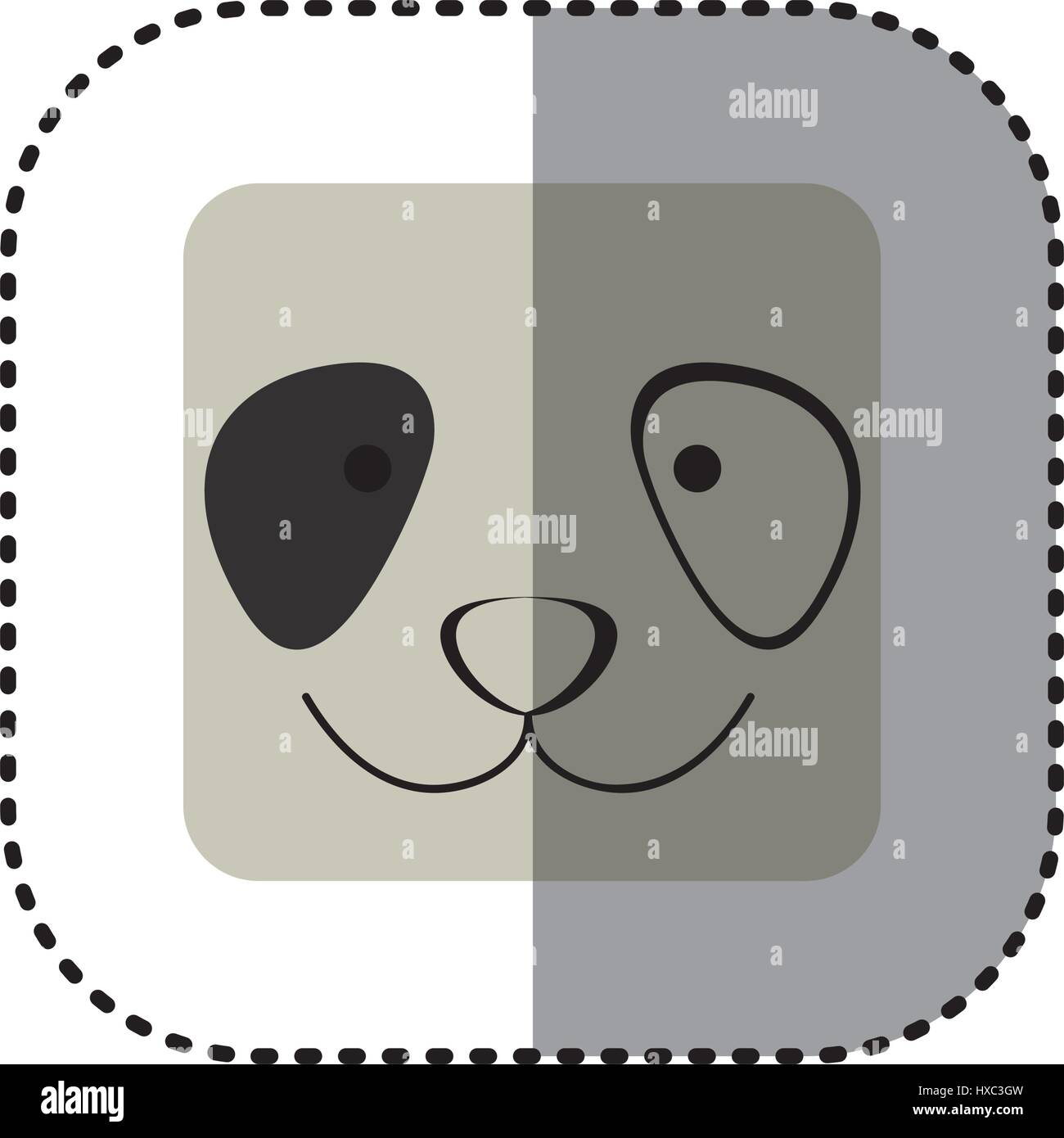 colorful face sticker of panda face in square frame Stock Vector Image ...