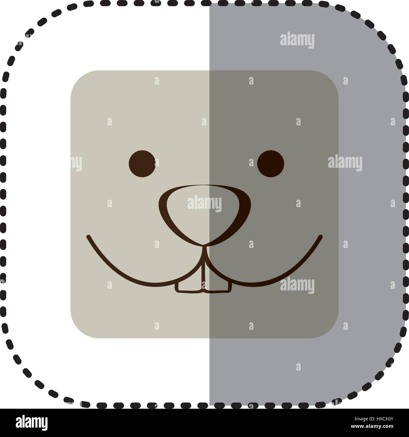 colorful face sticker of rabbit face in square frame Stock Vector Image ...