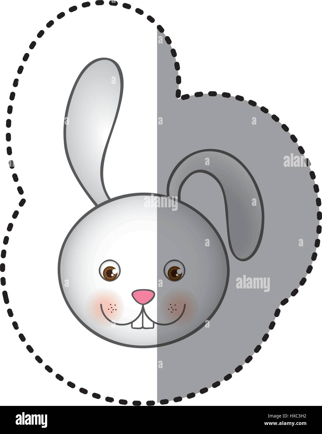 sticker colorful picture face cute rabbit animal Stock Vector Image ...