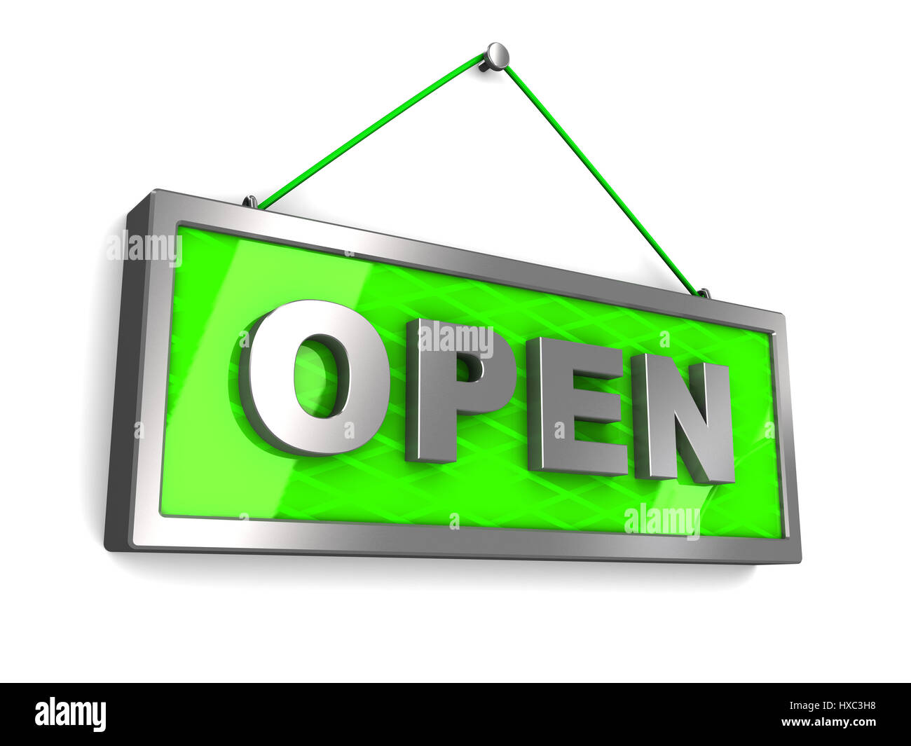 3d illustration of green open sign over white backgtround Stock Photo ...
