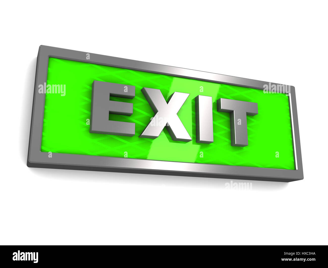 3d illustration of green exit sign over white background Stock Photo ...
