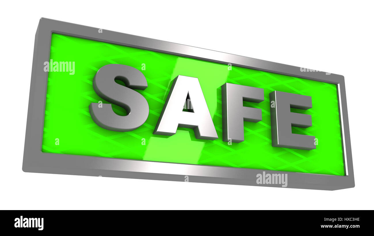 3d illustration of green safe sign isolated over white background Stock ...