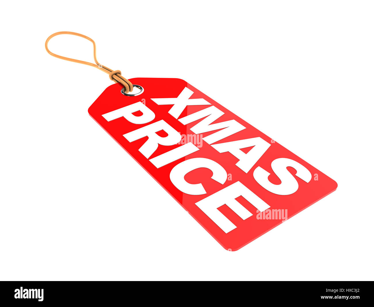 3d illustration of red tag with 'xmas price' sign, isolated over white ...