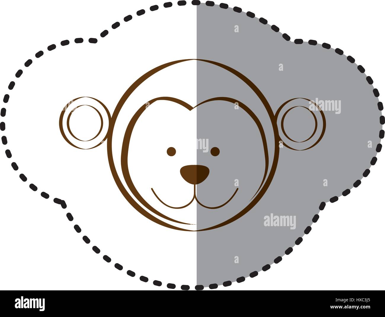 sticker with brown line contour of face of monkey Stock Vector Image ...