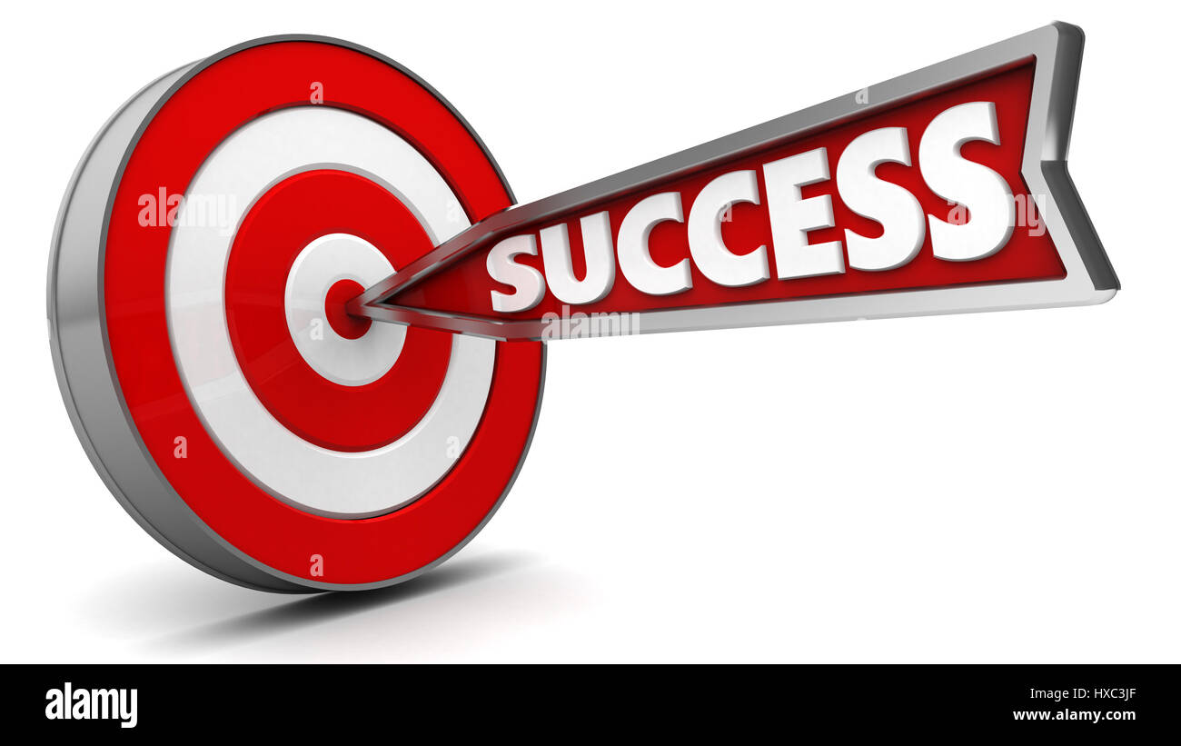 3d illustration of arrow with sign success hit target Stock Photo - Alamy