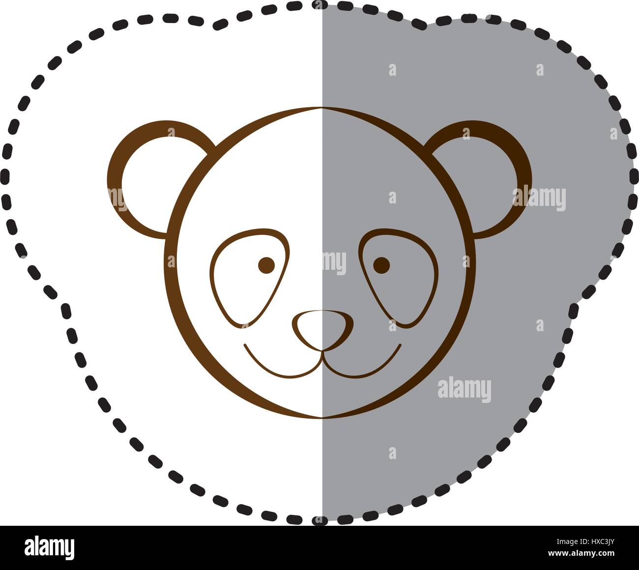 sticker with brown line contour of face of panda Stock Vector Image ...