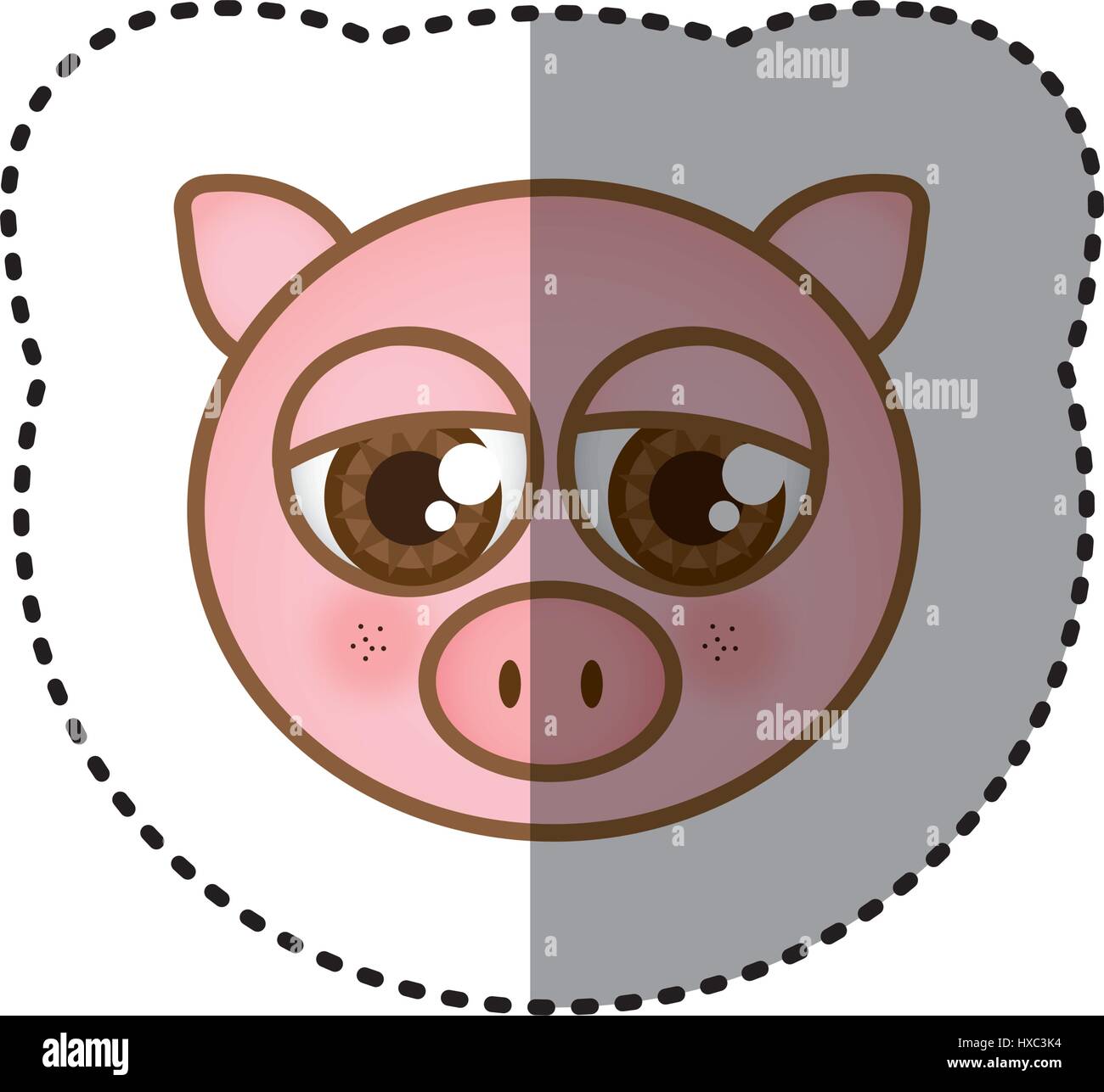 Cute Cartoon Pig With Big Eyes