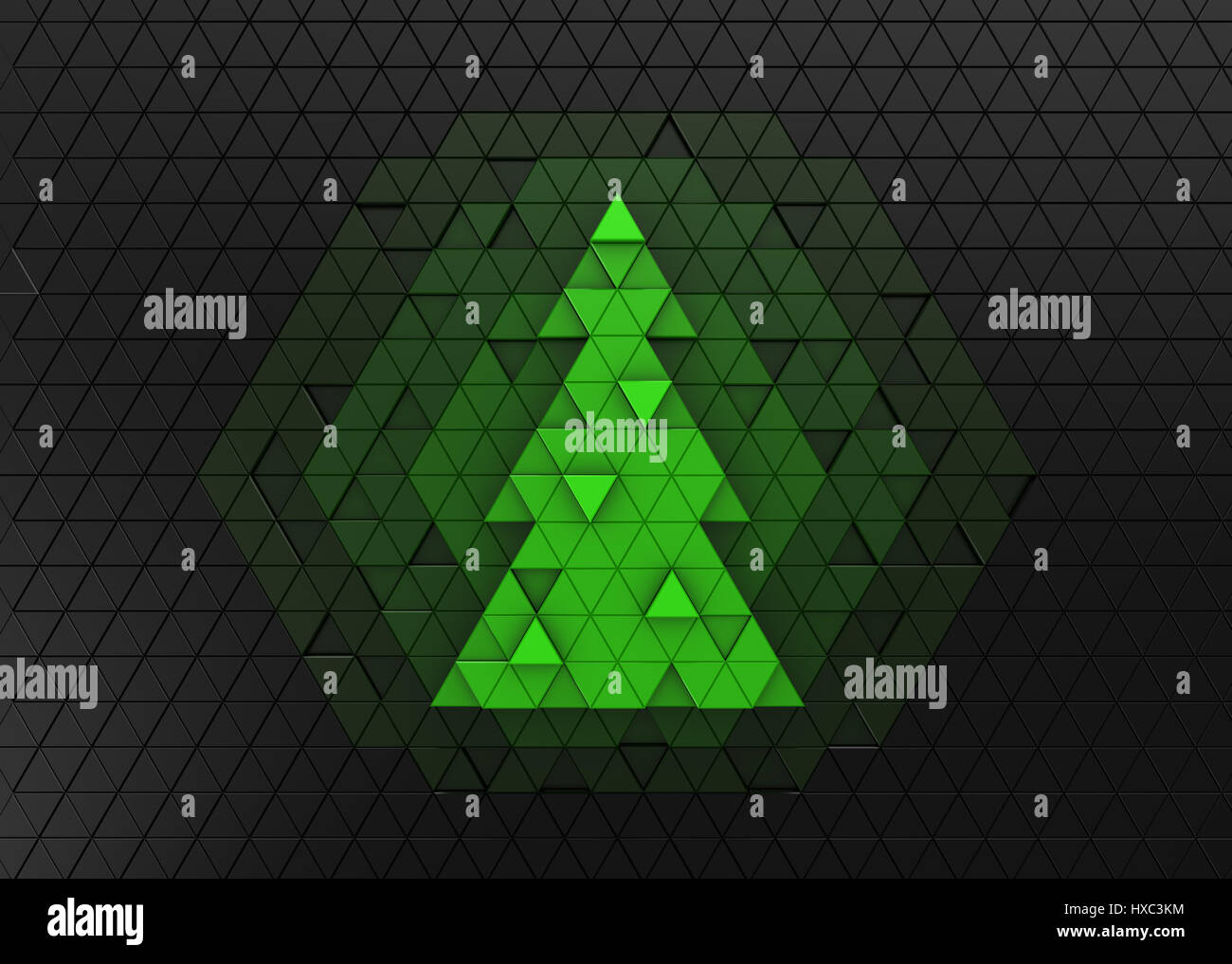 3d illustration of triangles puzzle christmas tree Stock Photo - Alamy