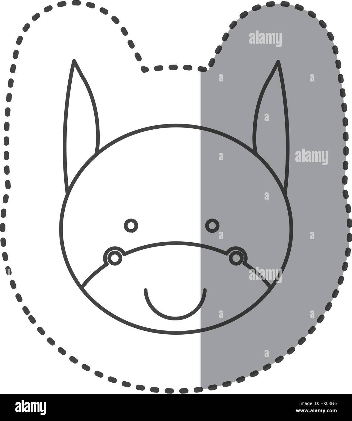 sticker of grayscale contour with face of donkey Stock Vector Image ...