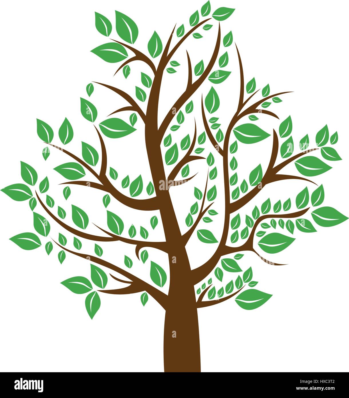 silhouette tree with brown trunk and green leaves Stock Vector Image ...