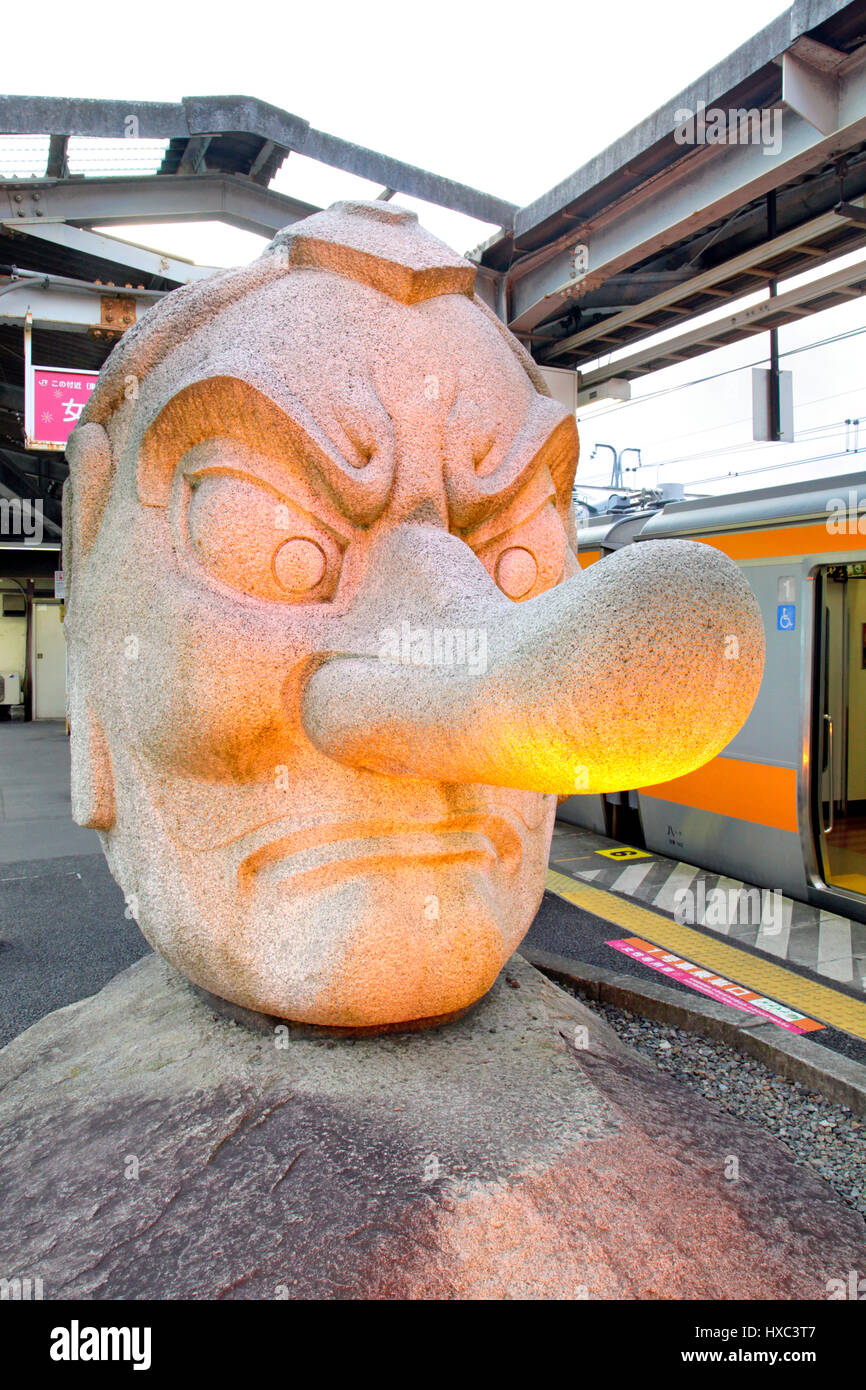 Giant Tengu Head Statue at Takao Station Hachioji city Tokyo Japan ...