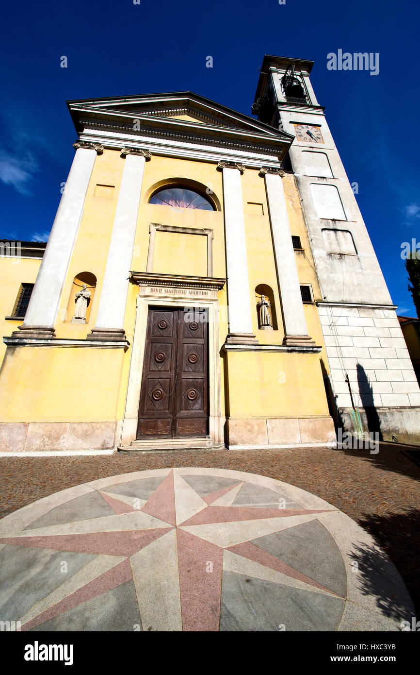 in the solbiate arno old church closed brick tower sidewalk italy ...