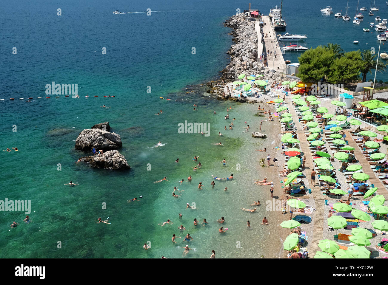 Beach in town Herceg Novi, Montenegro Stock Photo - Alamy