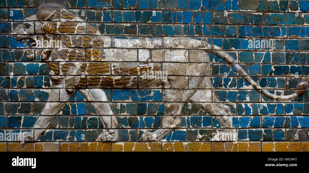 Neo-Babylonina Empire. Glased terracotta lion from the processional way ...