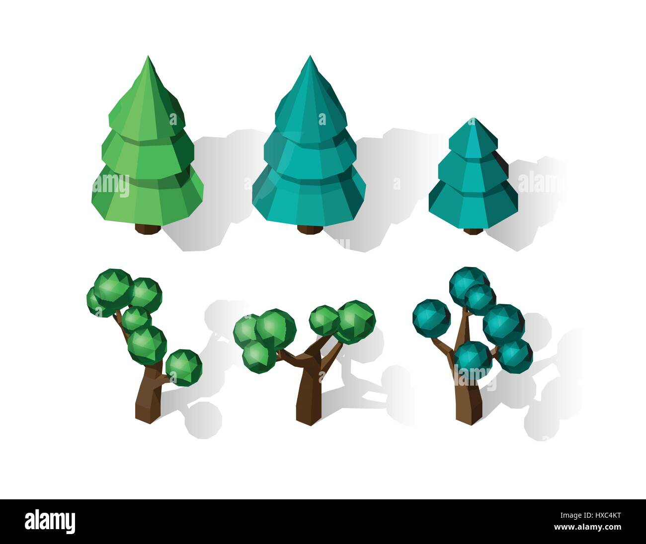 Isometric vector tree set. Landscape constructor kit Stock Vector Image ...