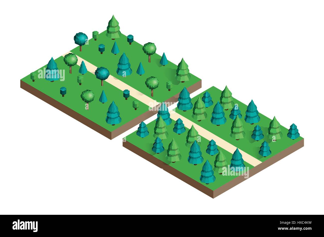 Isometric view projection summer landscape Stock Vector Image & Art - Alamy