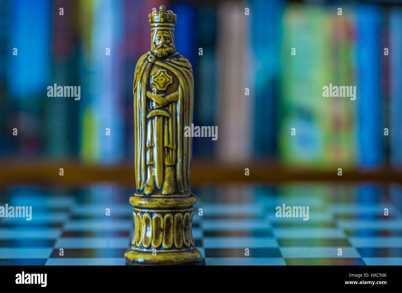 Ornate Chess pieces in focus with soft focus colourful background Stock ...