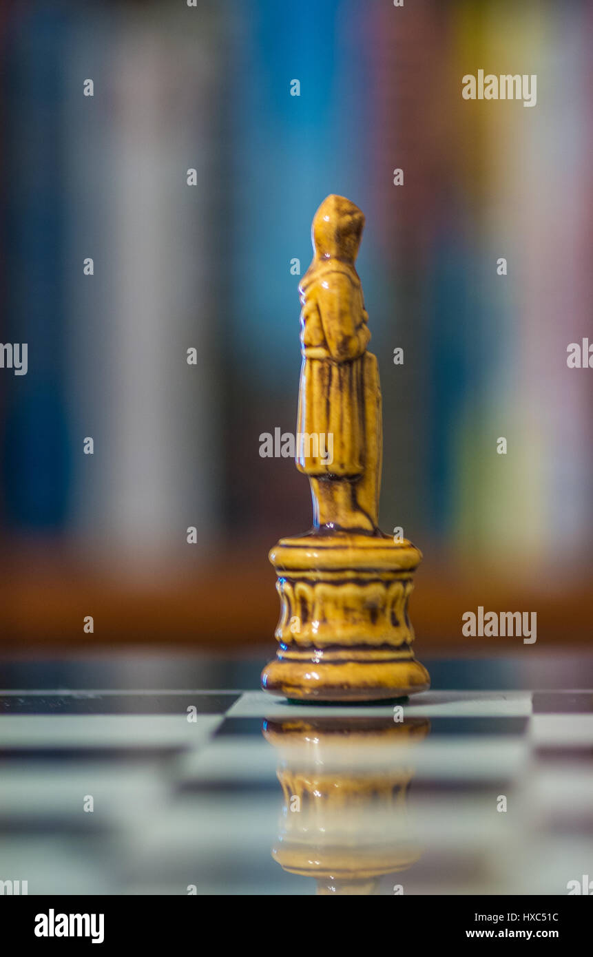 Ornate Chess pieces in focus with soft focus colourful background Stock ...