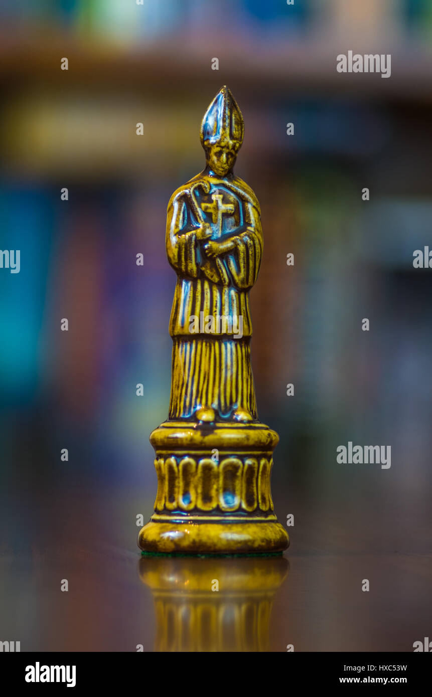 Ornate Chess pieces in focus with soft focus colourful background Stock ...