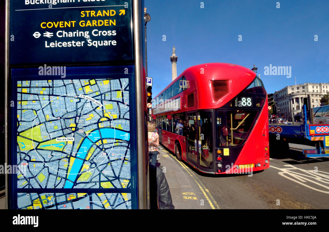 London, England, UK. "You Are Here" tourist map in Whitehall, looking ...