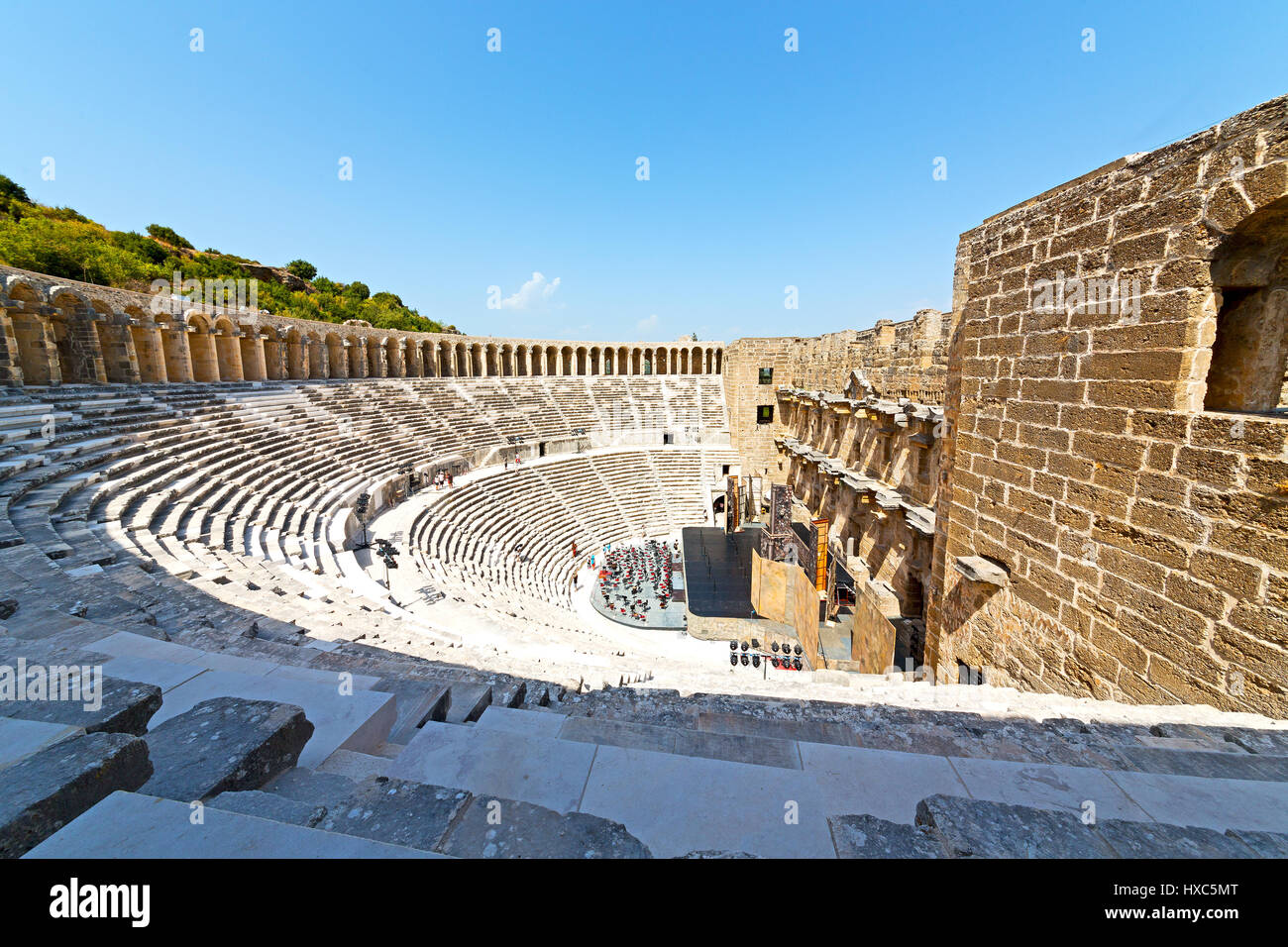 in turkey europe aspendos the old theatre abstract texture of step and ...