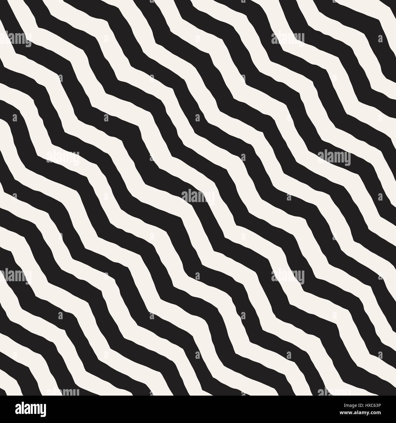 Seamless Wavy Hand Drawn Stripes Pattern. Repeating Vector Texture ...