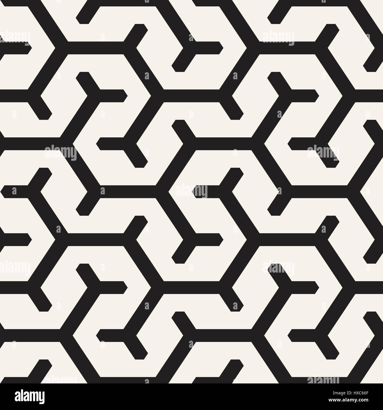 Vector Seamless Interlacing Lines Pattern Repeating Geometric Background With Hexagonal Lattice