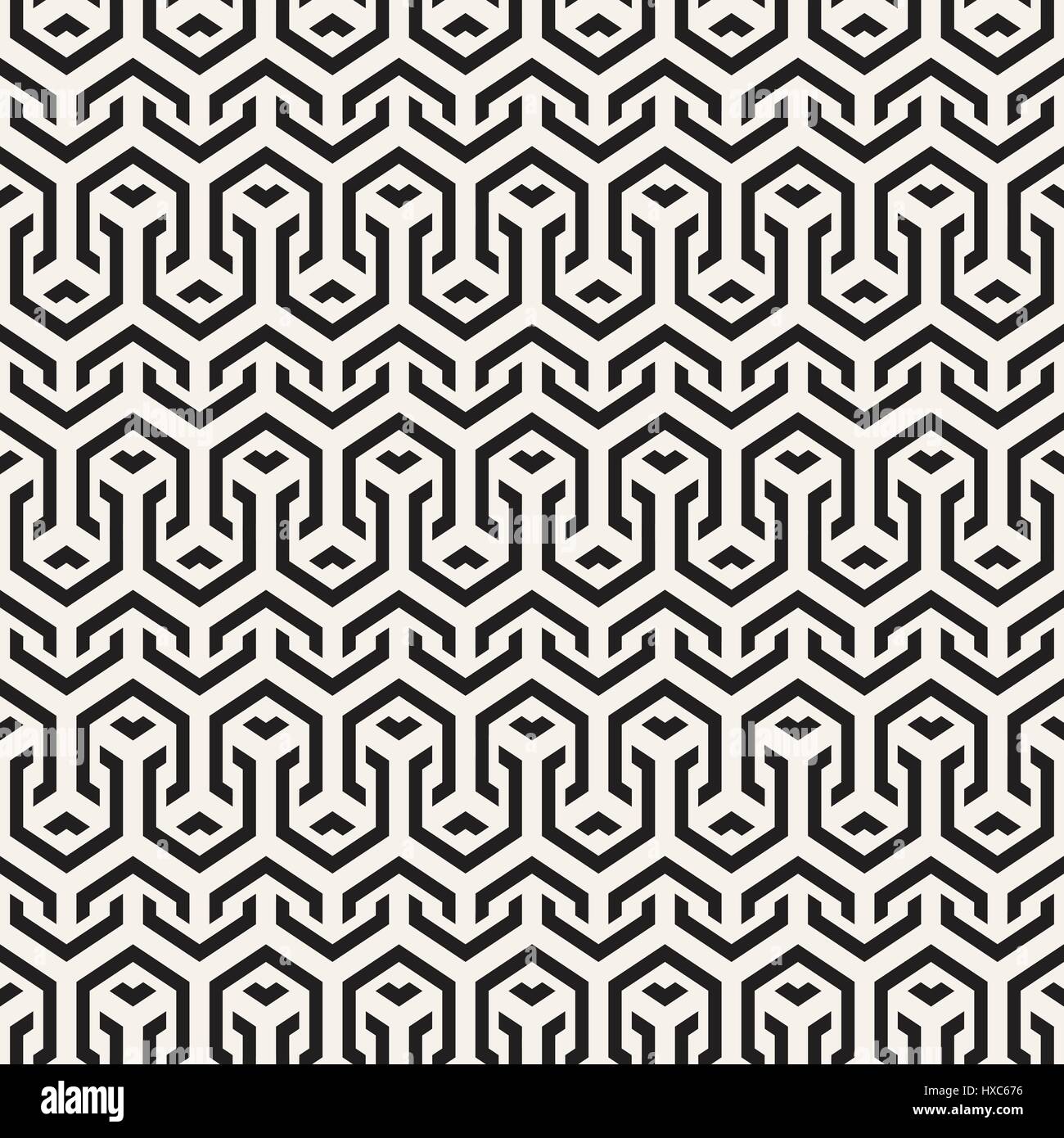 Vector Seamless Interlacing Lines Pattern. Repeating Geometric Background With Hexagonal Lattice ...