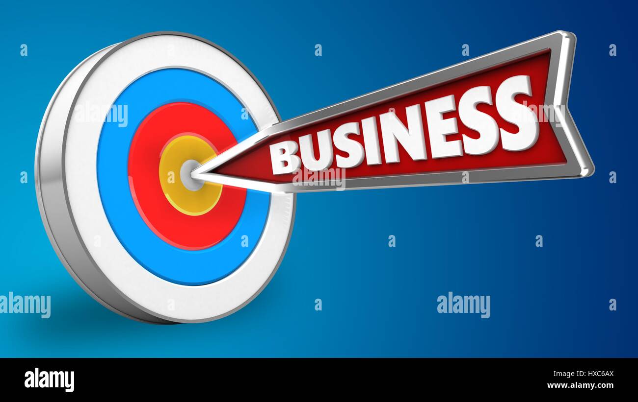 3d illustration of right target hit concept Stock Photo - Alamy