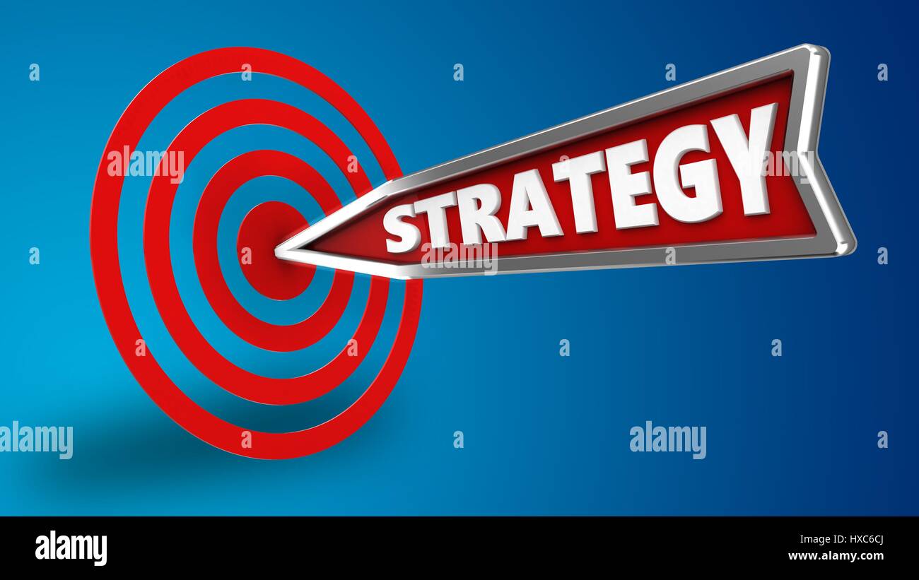 abstract 3d illustration target hit with arrow and strategy sign over ...