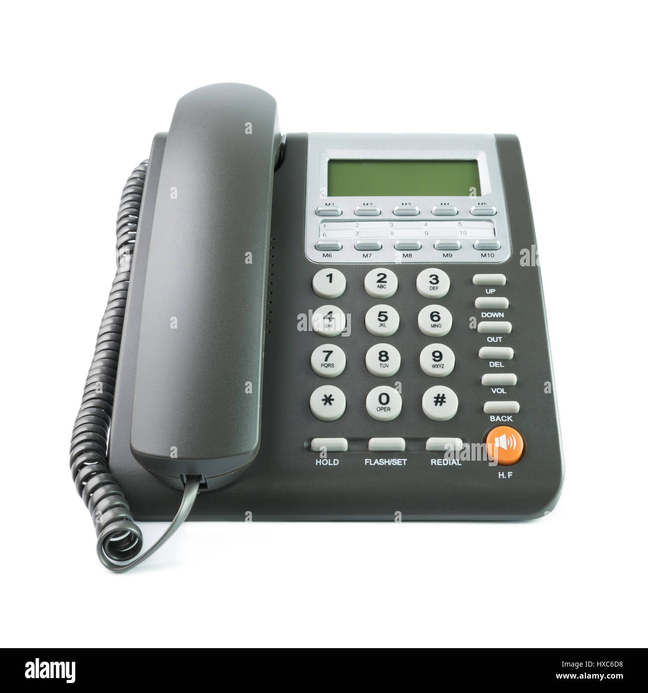 Modern grey color desk telephone isolated on white background Stock ...