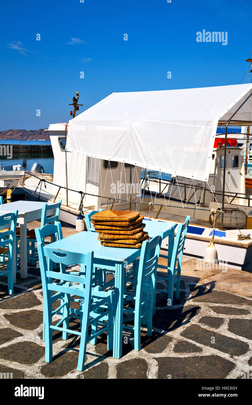 the table in santorini europe greece old restaurant chair and summer ...