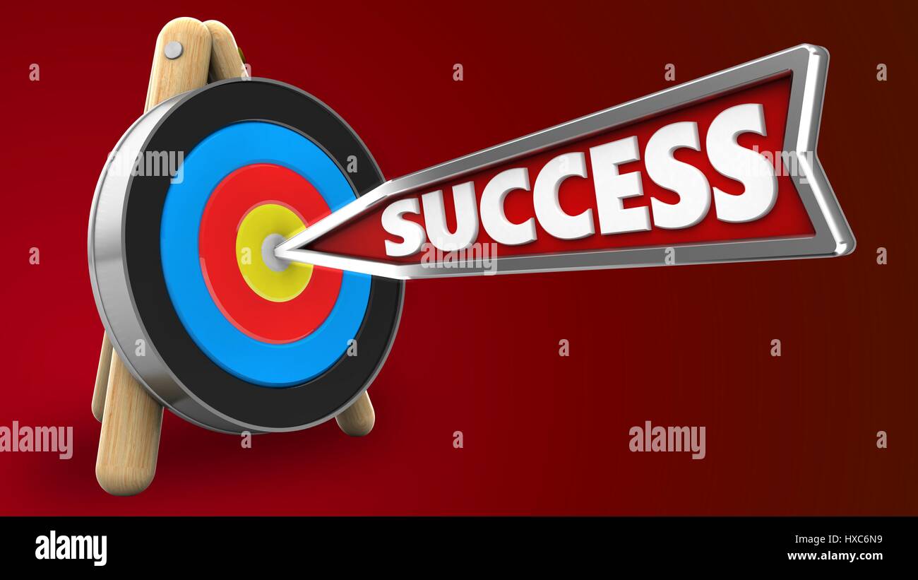 3d illustration of archery target hit concept Stock Photo - Alamy