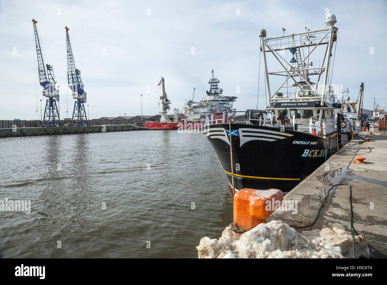 The docks at Hartlepool,England,UK featuring the boats and cranes Stock ...