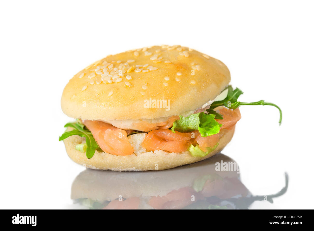 puff burger with smoked salmon Stock Photo - Alamy