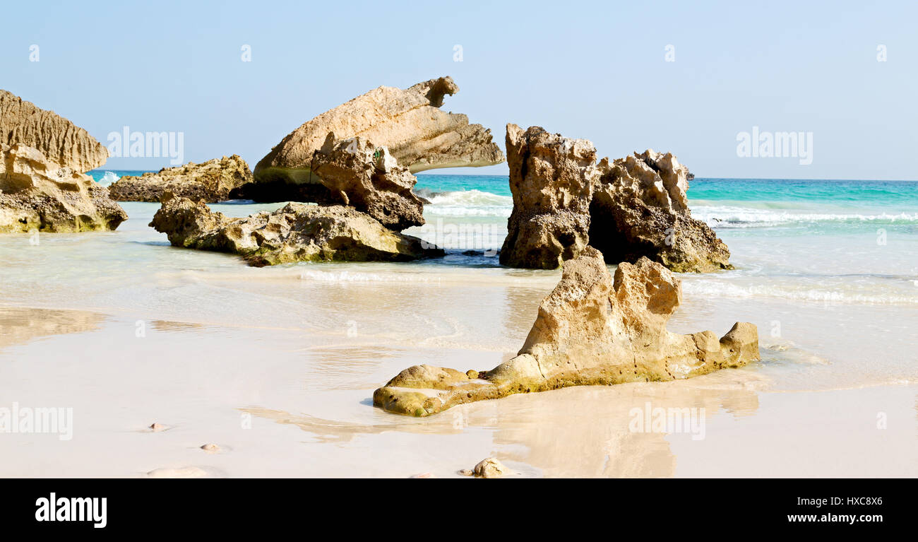 relax near sky in oman coastline sea ocean gulf rock and beach Stock ...