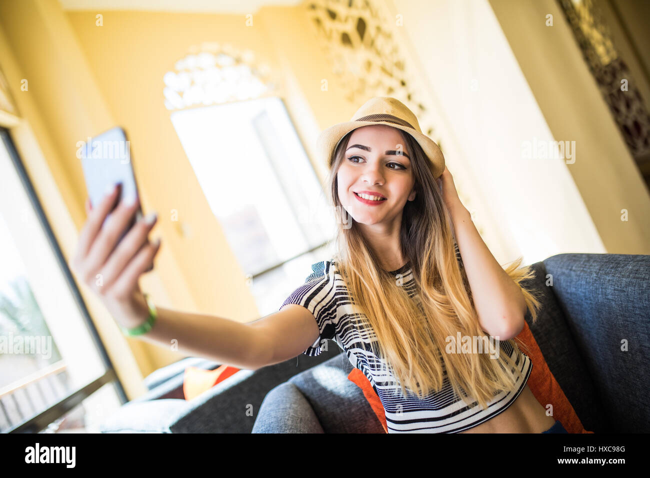 Picture showing happy woman hi-res stock photography and images - Alamy