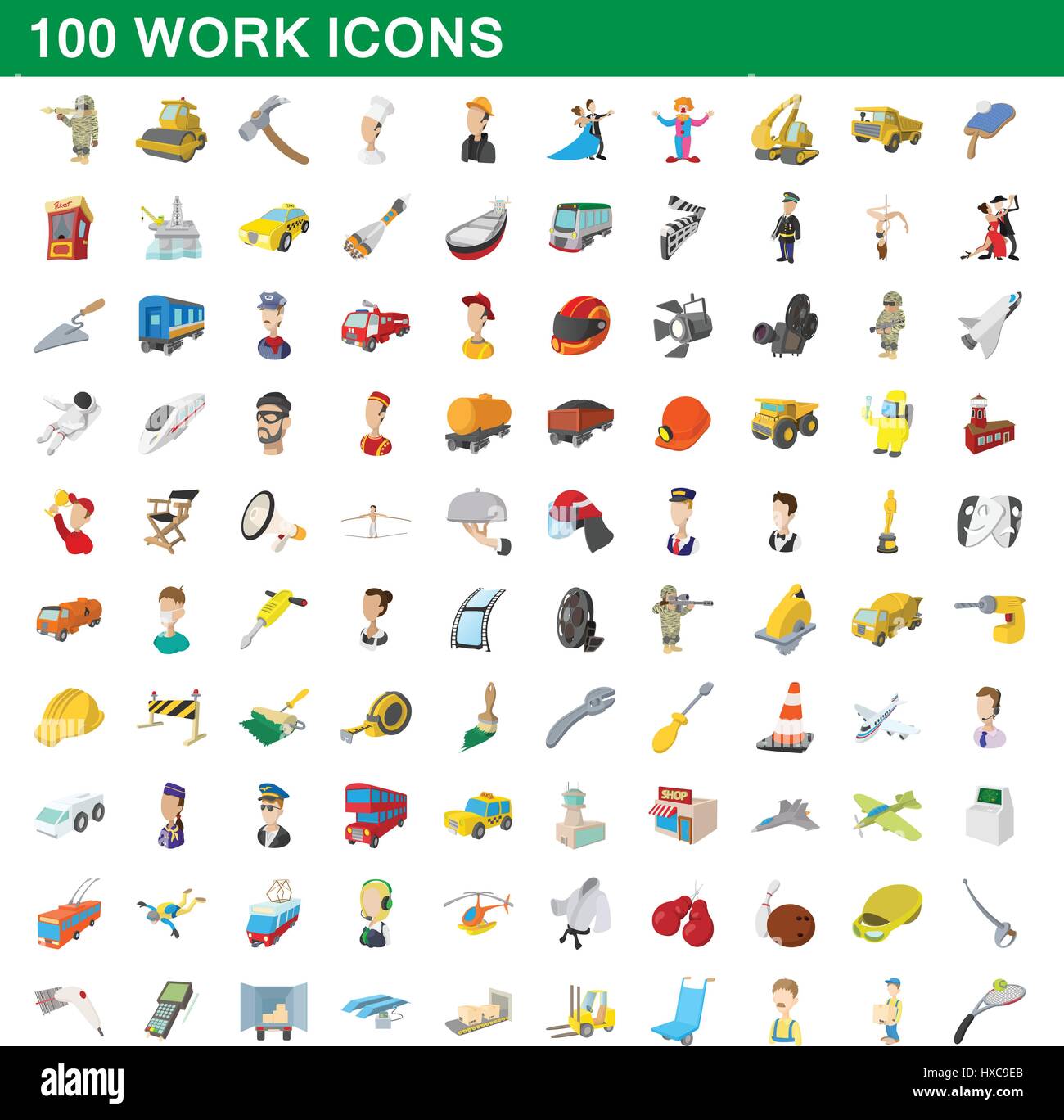 100 work icons set, cartoon style Stock Vector Image & Art - Alamy