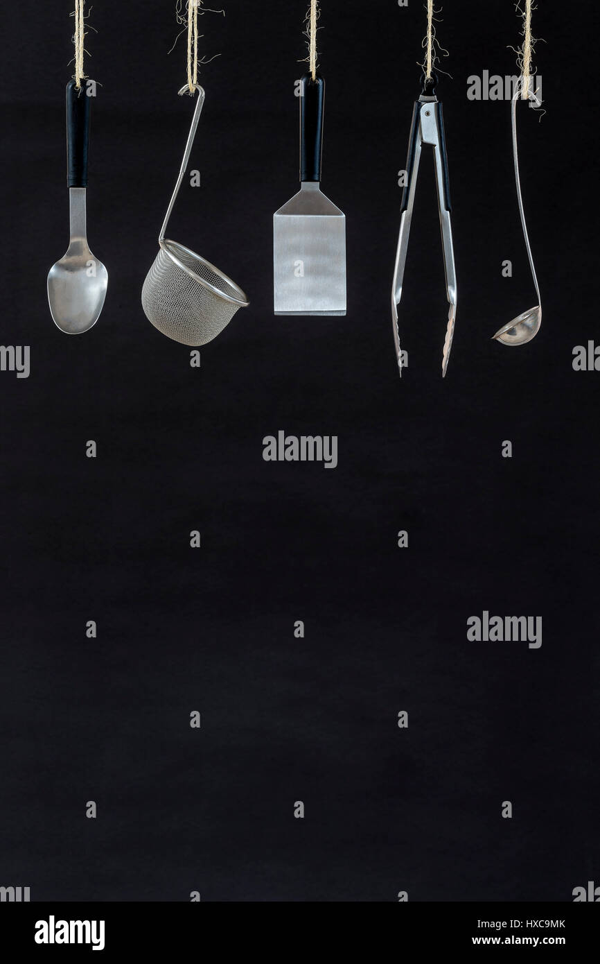 Professional kitchen utensils on white background studio shot Stock ...