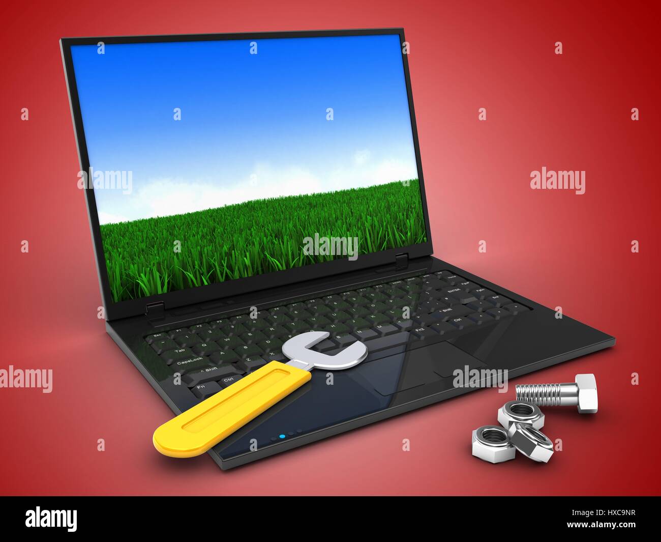 3d illustration of laptop computer Stock Photo - Alamy